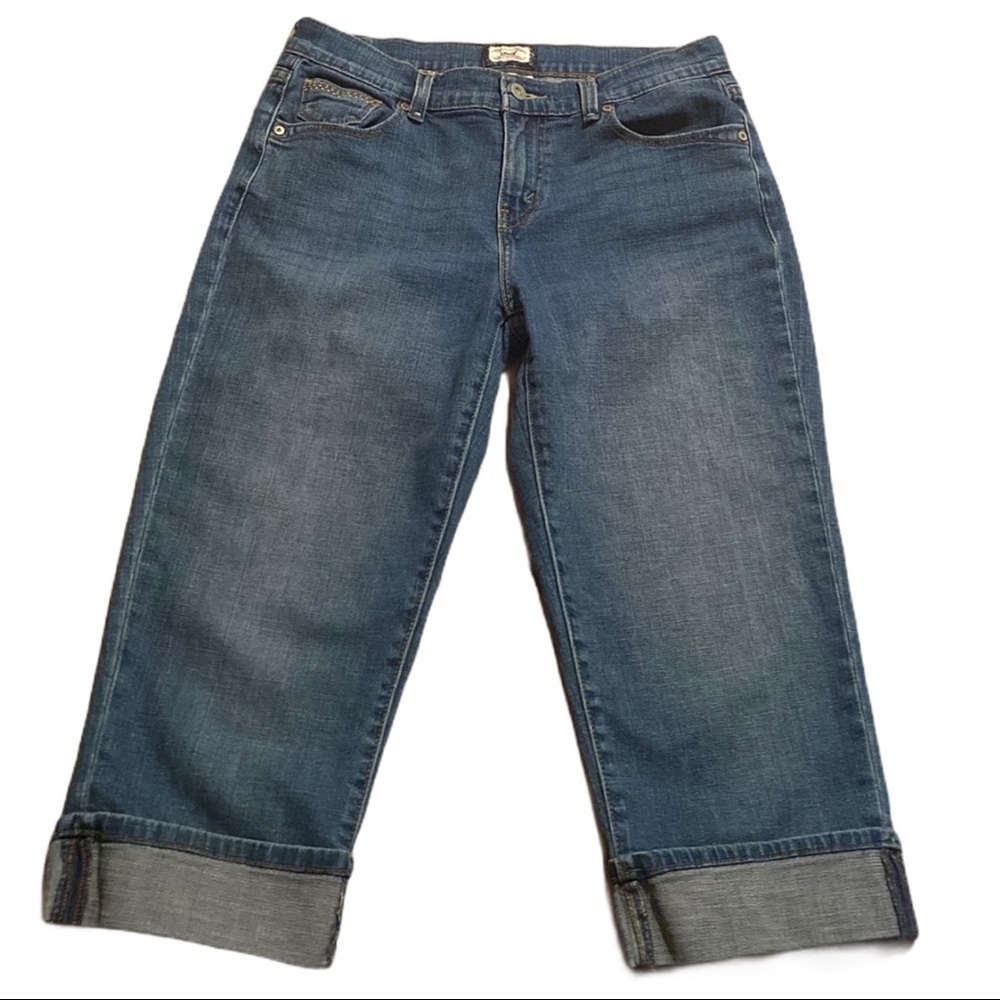 Levi’s 515 Cuffed Denim Capris Medium Wash Euc - Gem